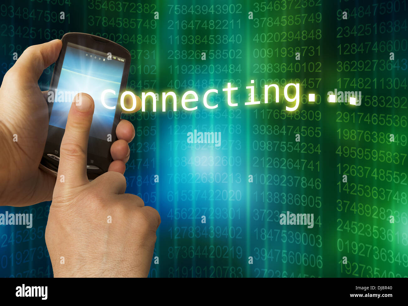 man using his cellphone to connect to the network Stock Photo - Alamy