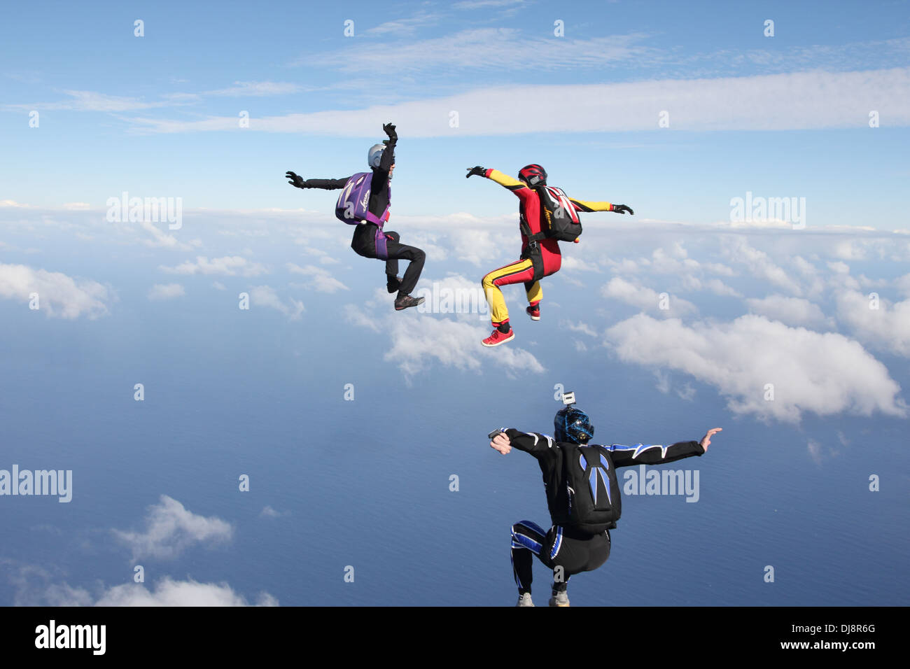 This freefly skydive team is training together for the next competition ...