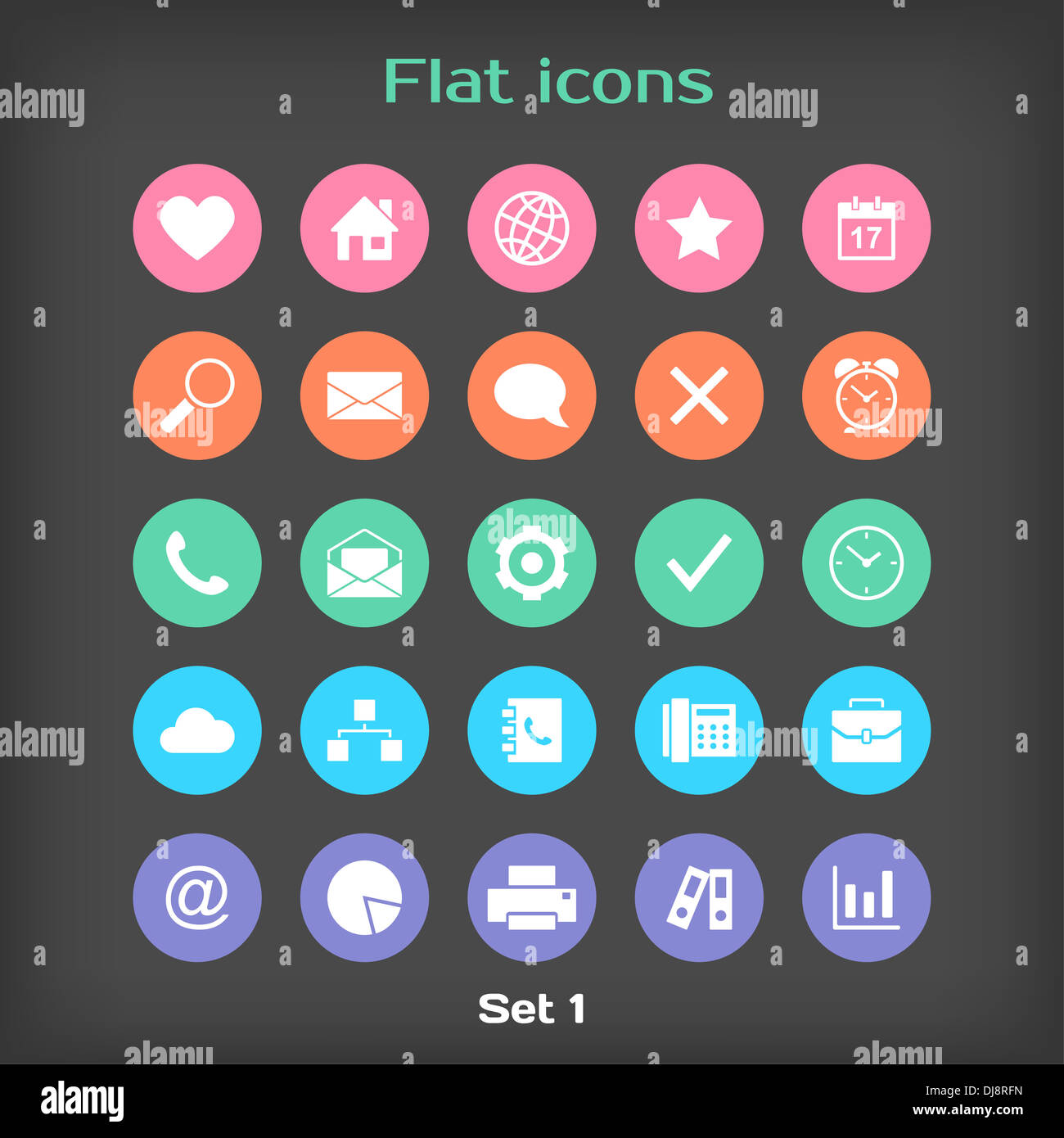 Round Flat Icon Set №1 in Color Variation Stock Photo - Alamy