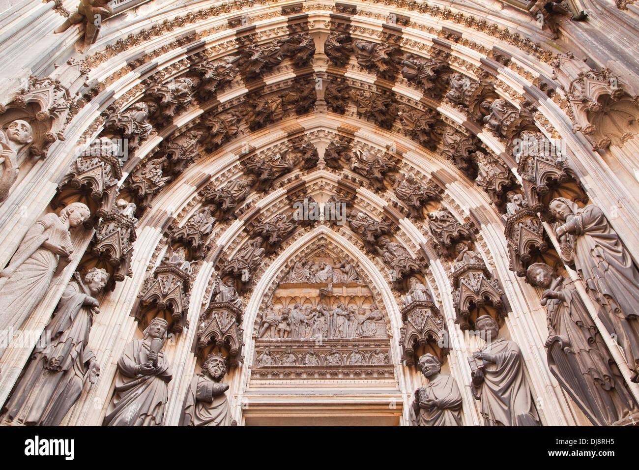 A tympanum on the west front of Cologne cathedral or the Dom Stock ...