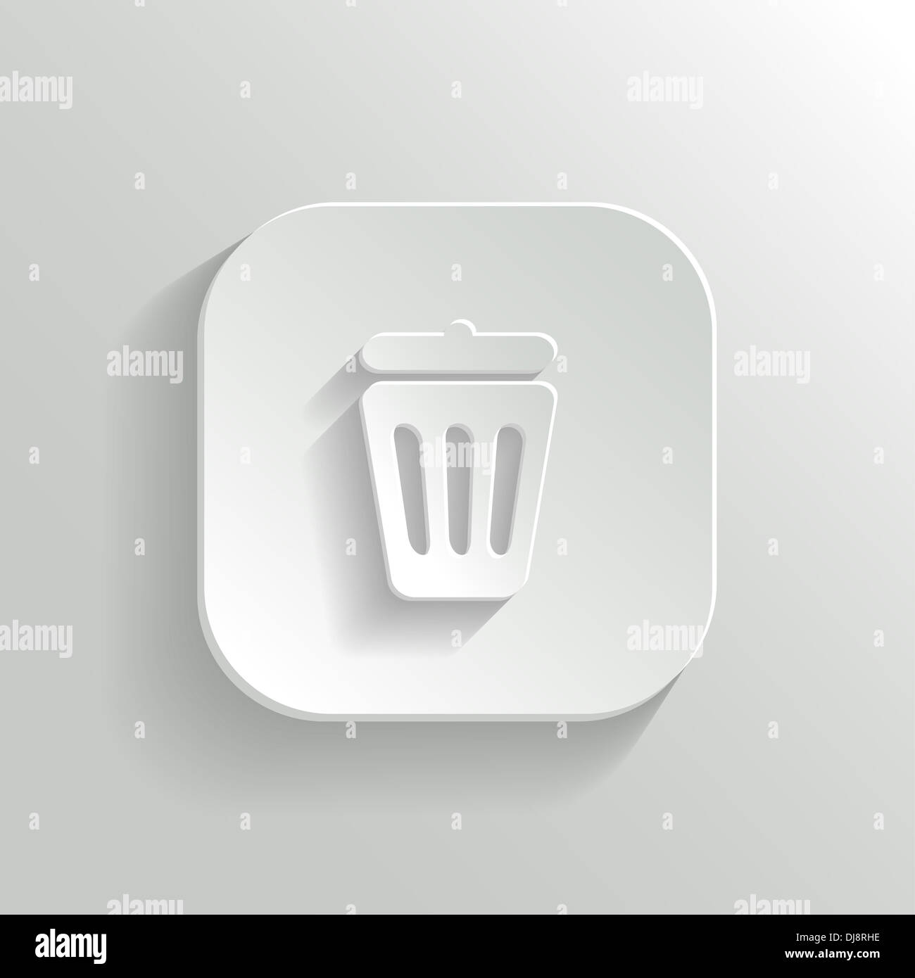 Trash can icon - white app button Stock Photo - Alamy