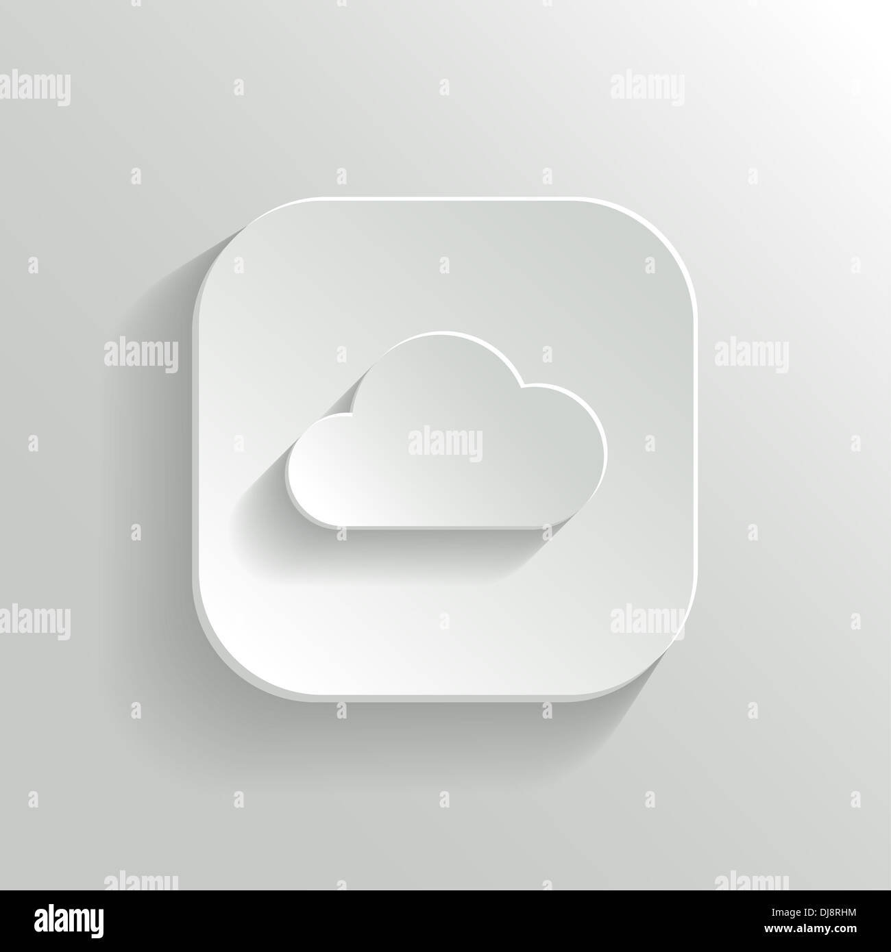 Cloud icon - white app button with shadow Stock Photo - Alamy