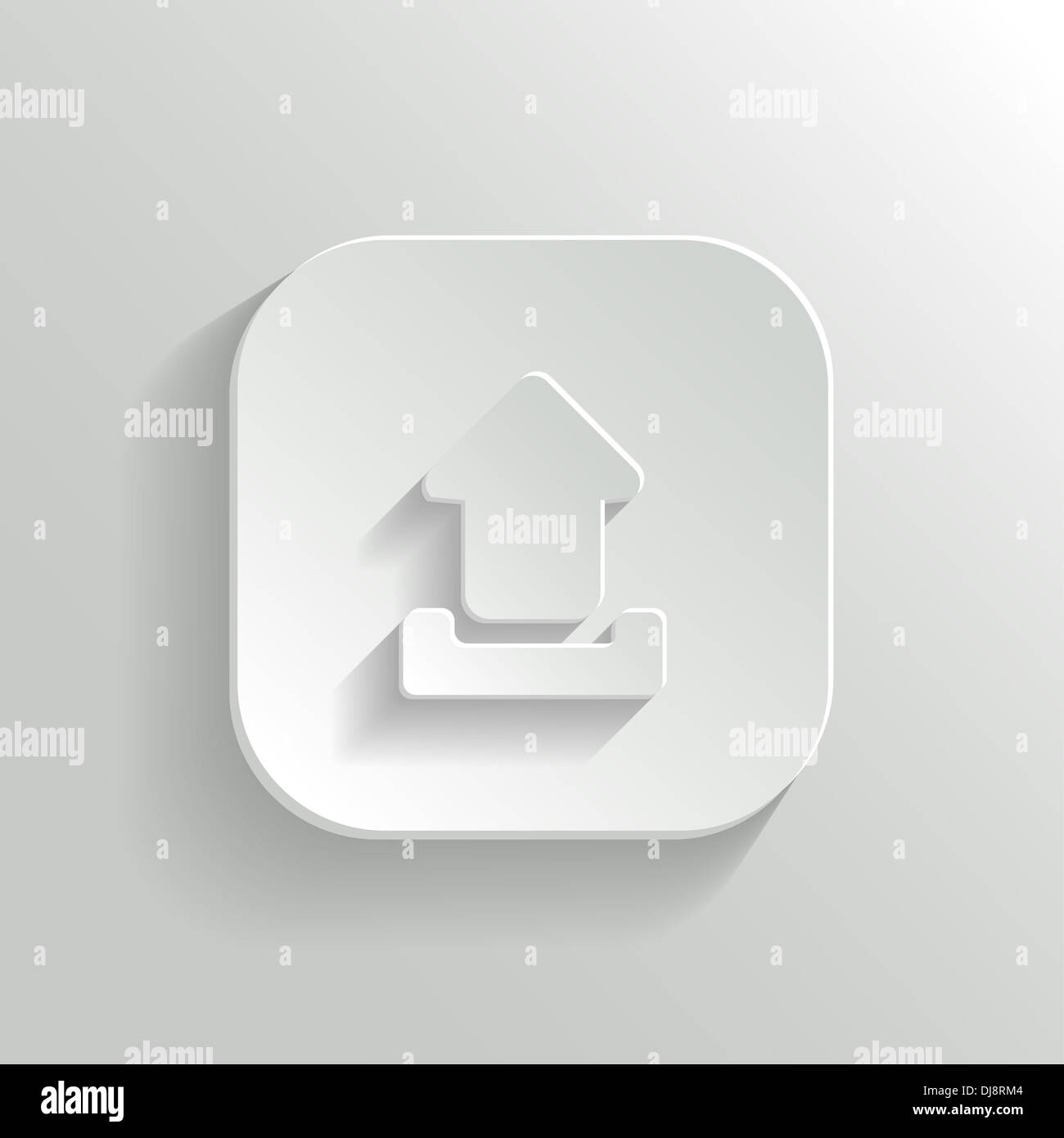 Upload icon - white app button with shadow Stock Photo - Alamy