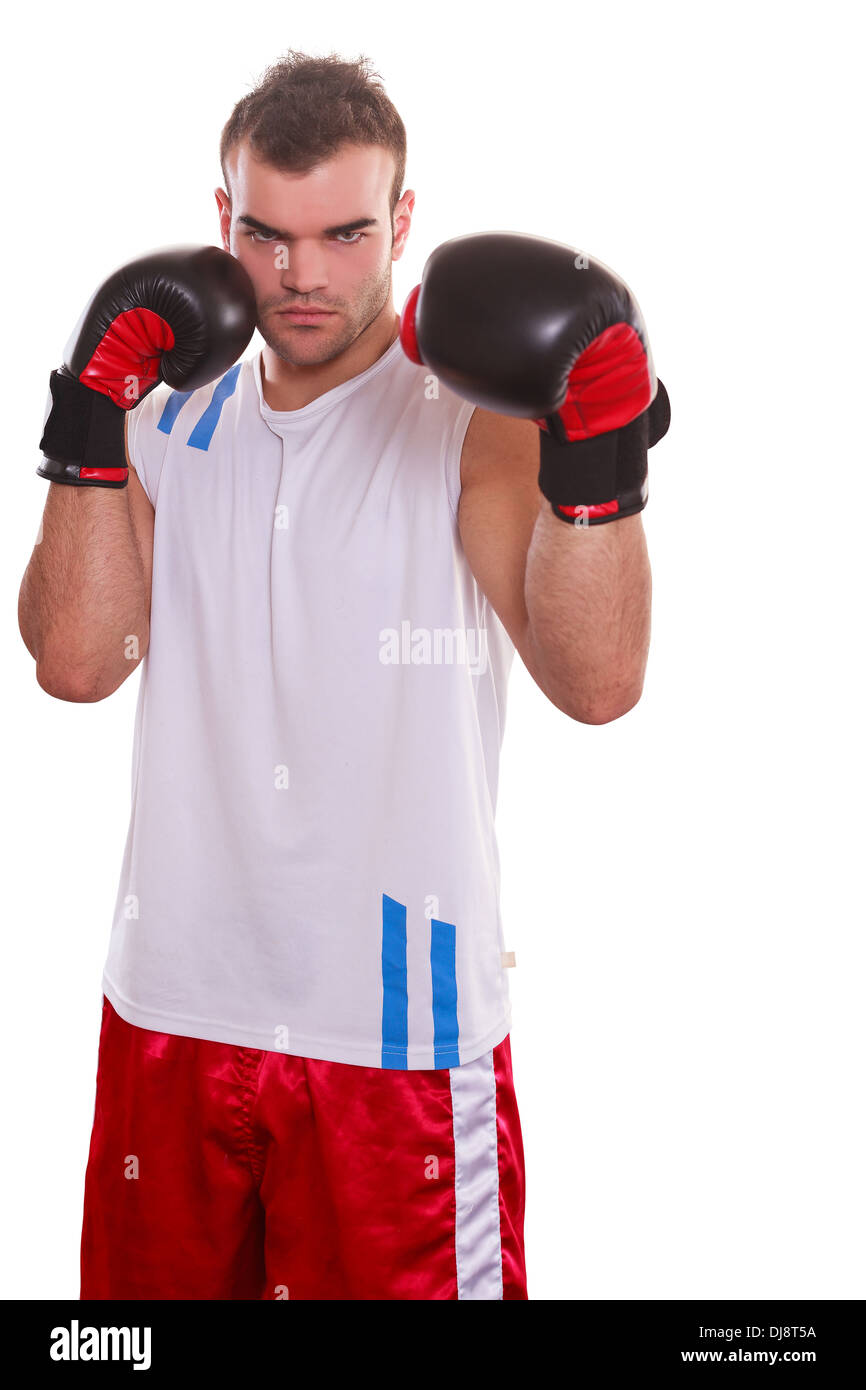 Handsome muscular young man with boxing gloves Stock Photo - Alamy