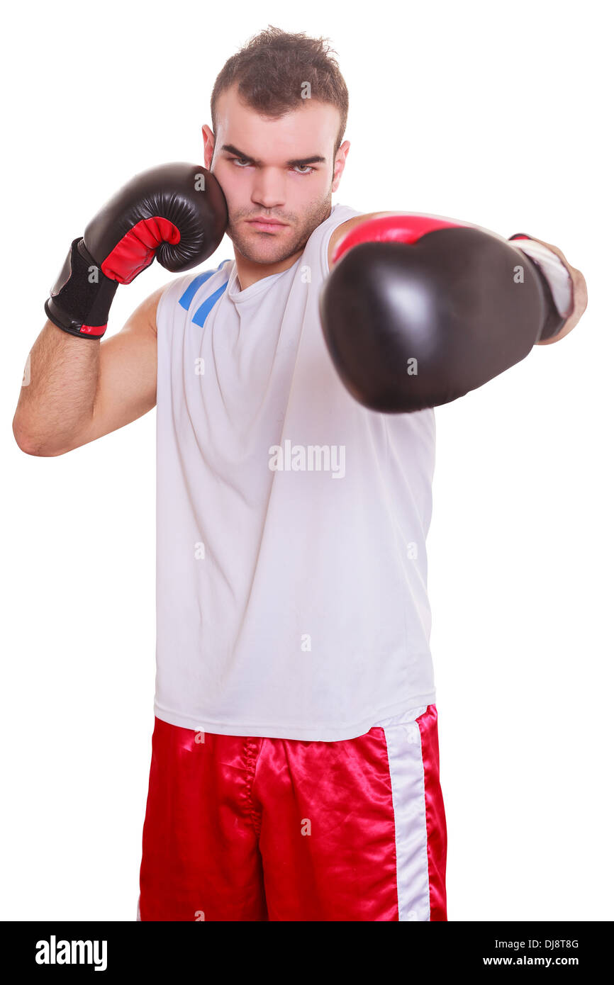 Young handsome boxer in shirt and boxing gloves Stock Photo - Alamy