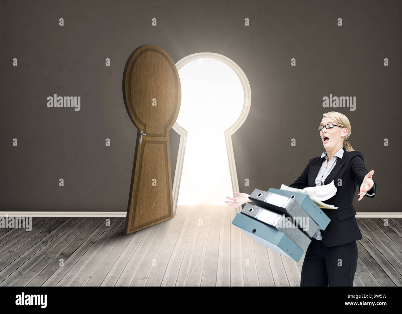 Woman dropping folders hi-res stock photography and images - Alamy