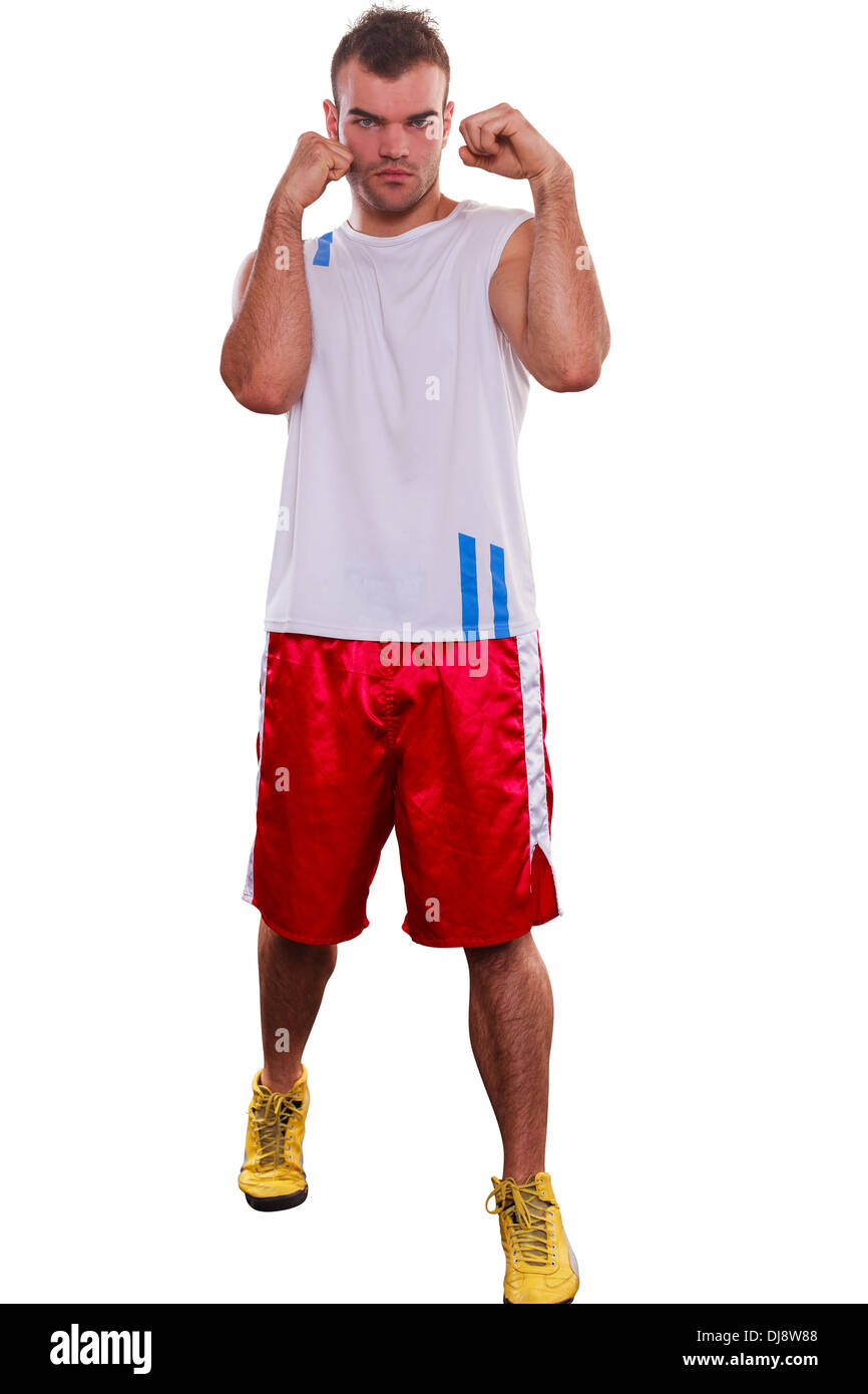 Bare fisted boxer striking a defensive pose Stock Photo - Alamy