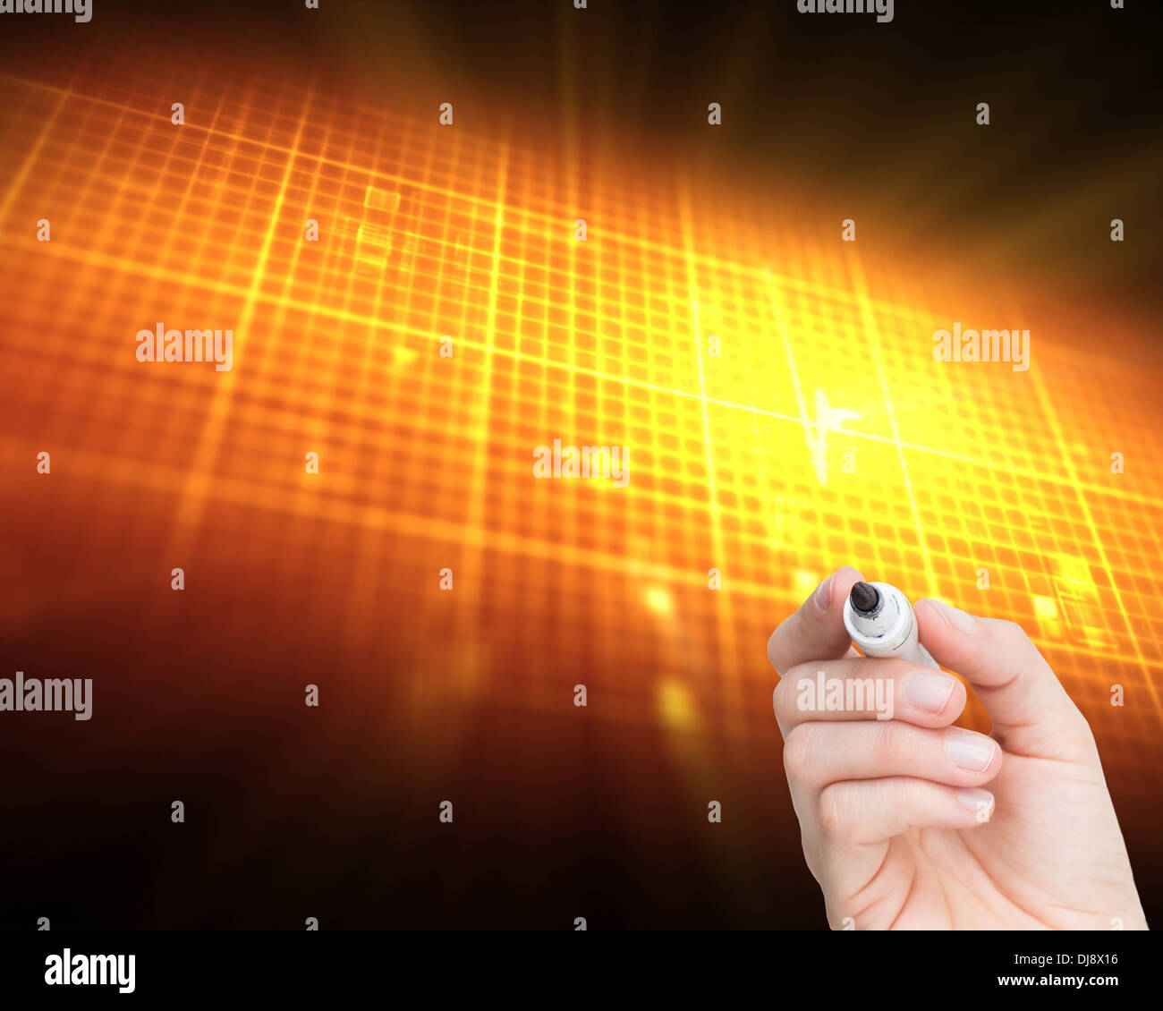 Female hand holding black whiteboard marker Stock Photo - Alamy