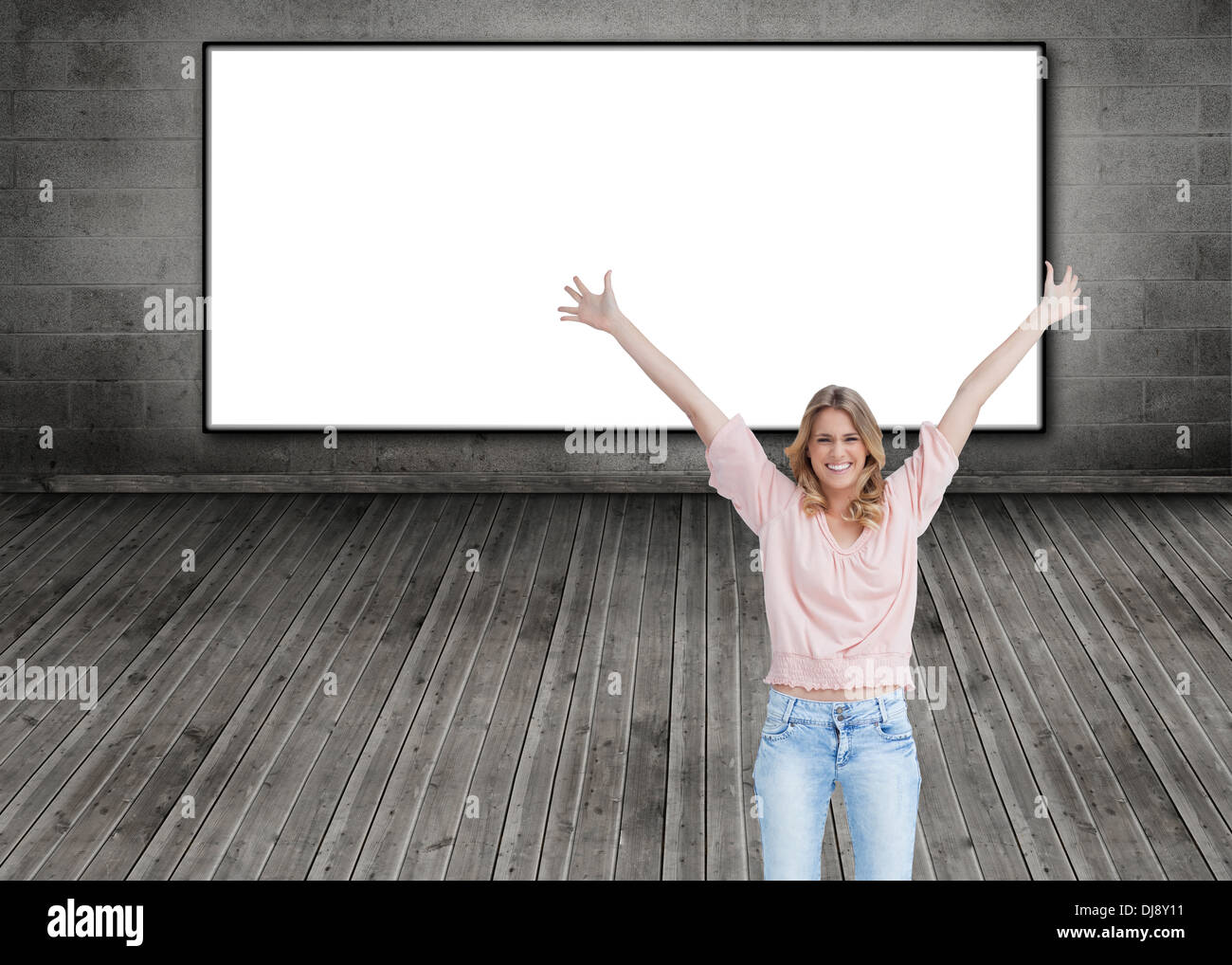 Woman, joyful, arms raised hi-res stock photography and images - Alamy