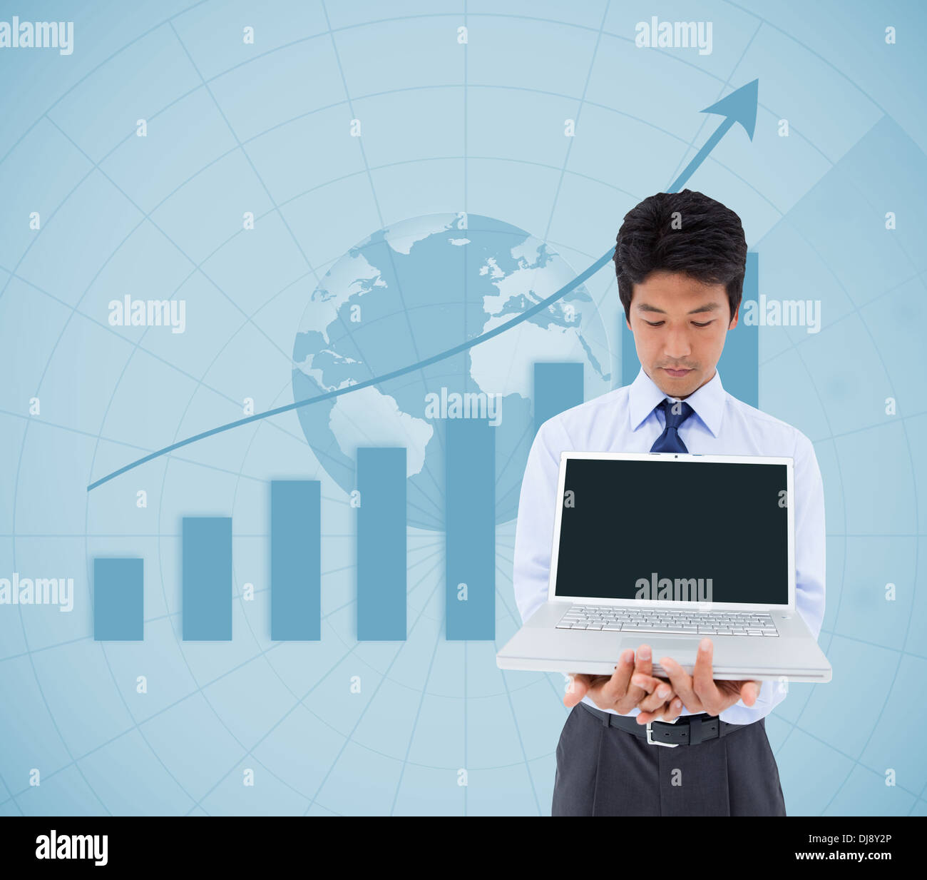 Man pointing laptop statistic hi-res stock photography and images - Alamy