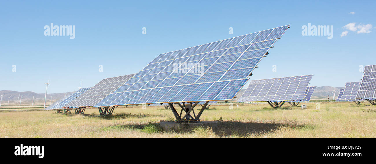 Solar panels in rural landscape Stock Photo - Alamy