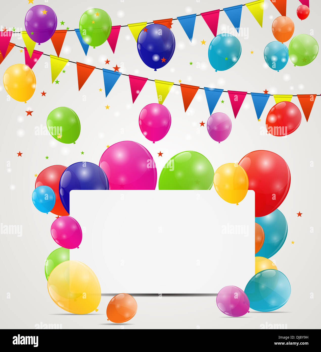 Color glossy balloons birthday card background vector illustration ...