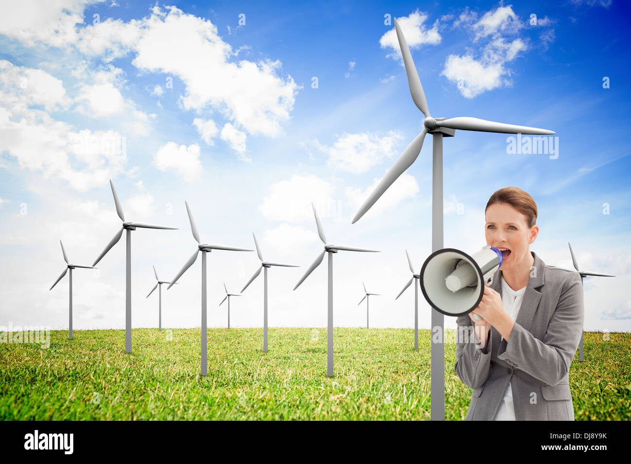 Talking on megaphone hi-res stock photography and images - Alamy