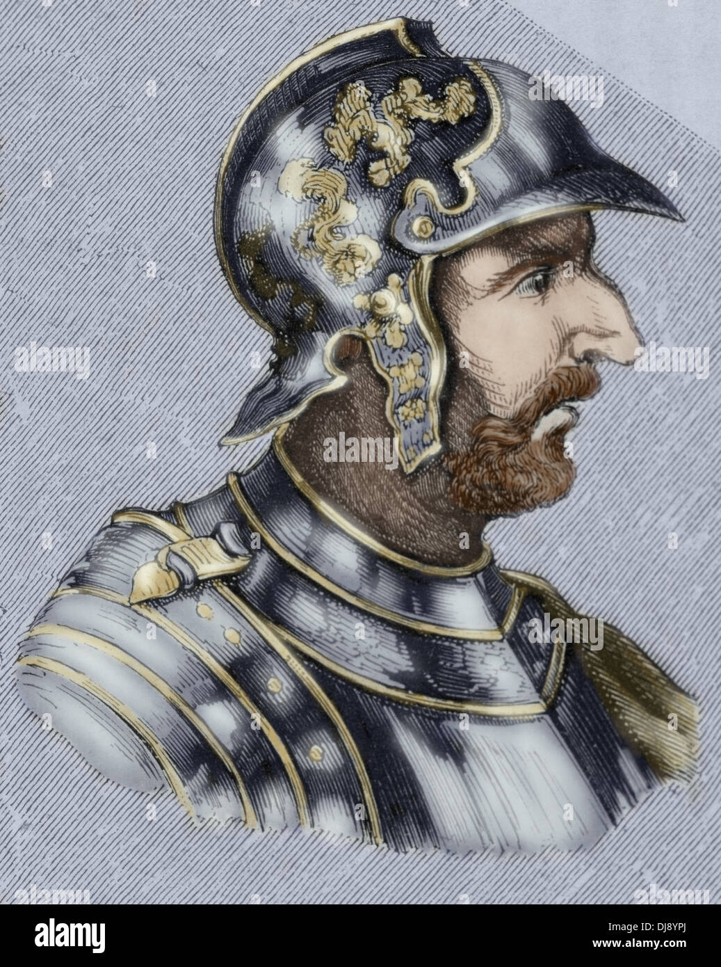 Walia or Valia. King of the Visigoths from 415-419. Portrait. Engraving ...