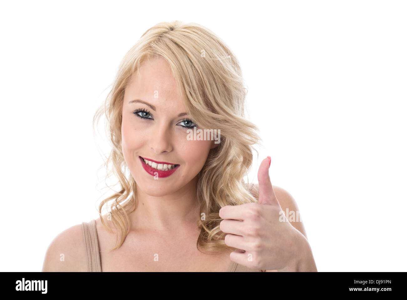 Model Released. Attractive Young Woman Thumbs Up Stock Photo - Alamy