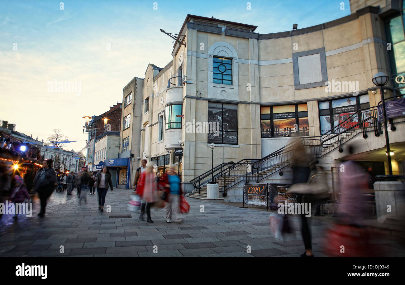 People shopping in Cardiff city centre, ( the Hayes ), Wales, UK Stock ...
