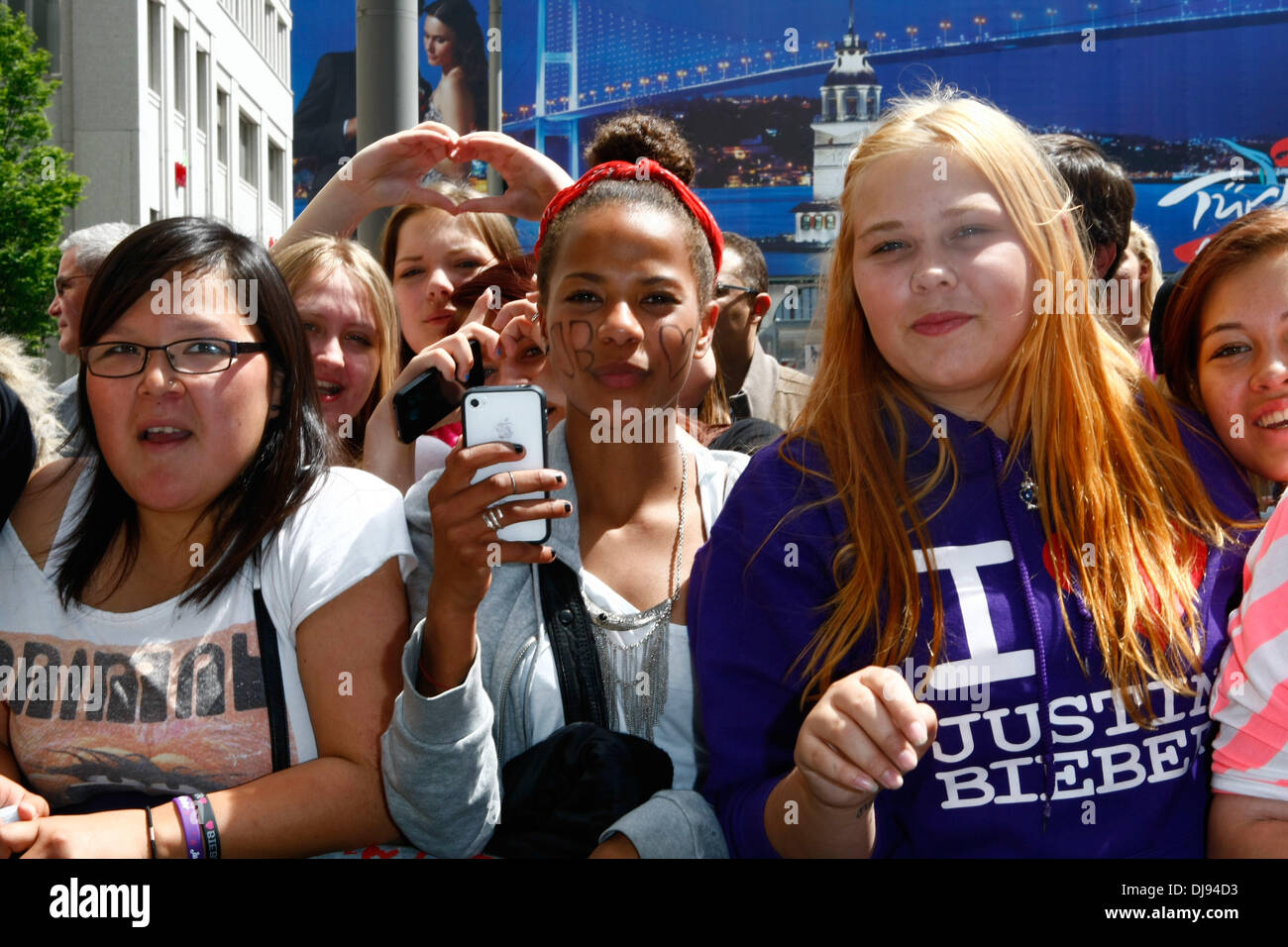 A group of ca. 300 Justin Bieber fans gathered outside the Ritz Carlton ...
