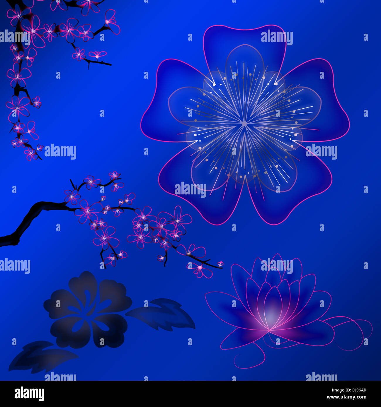 Beautiful illustrated flower background design with gradient Stock ...