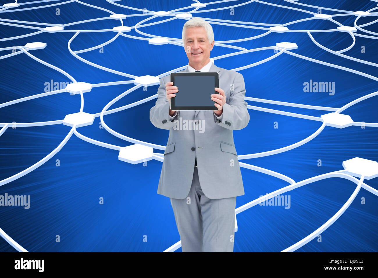 Composite image of boss showing a touch pad screen Stock Photo - Alamy