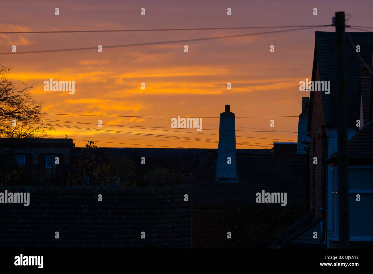 Sky after the sun had set giving a colourfull sky over rooftops in ...