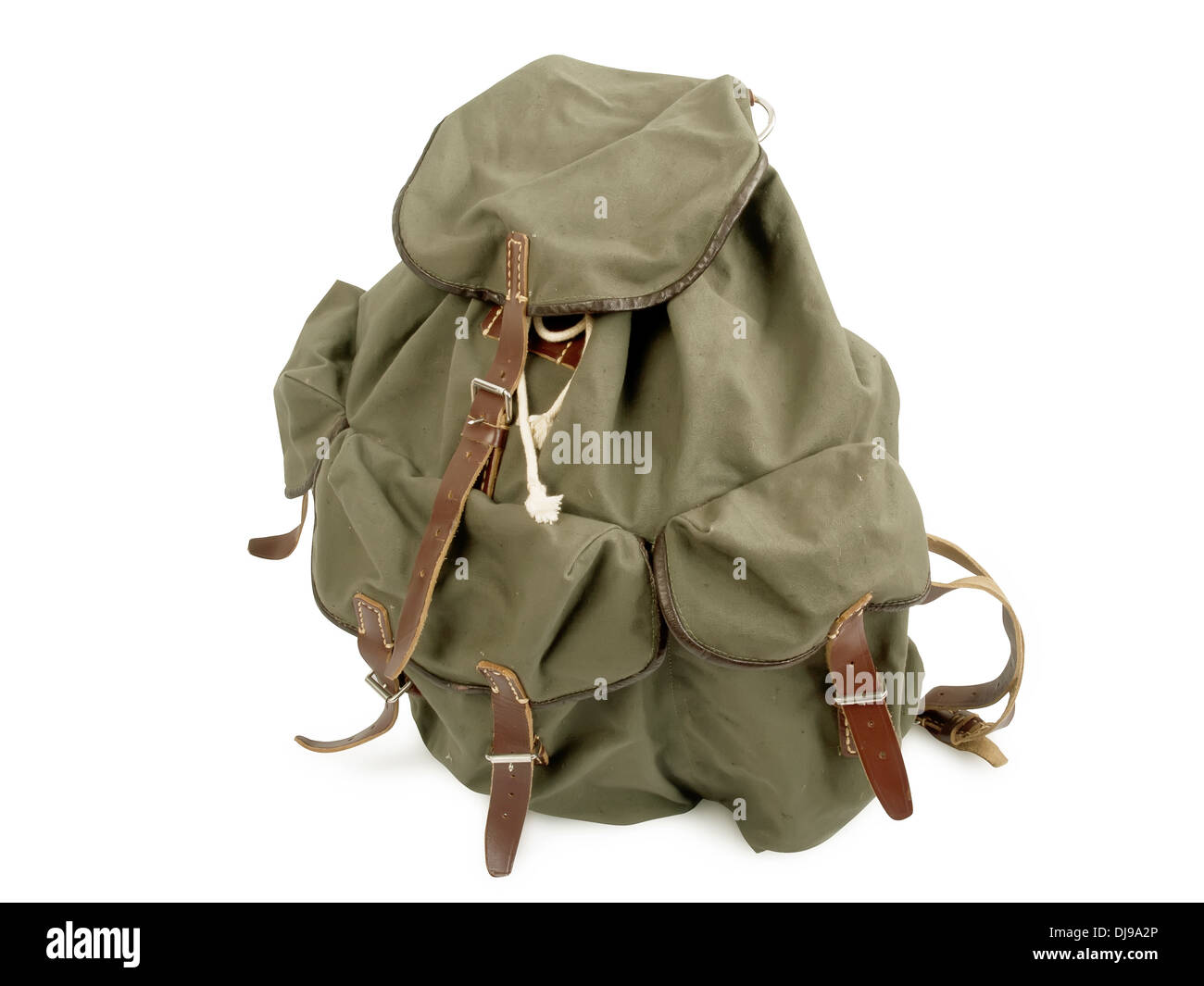 old military backpack isolated on white background Stock Photo - Alamy