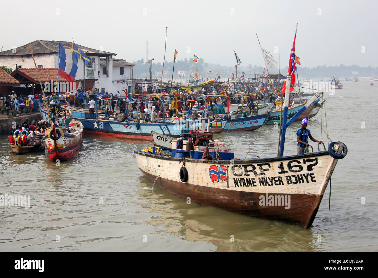 Fishing Boats In Elmina Harbour, Ghana Stock Photo - Alamy