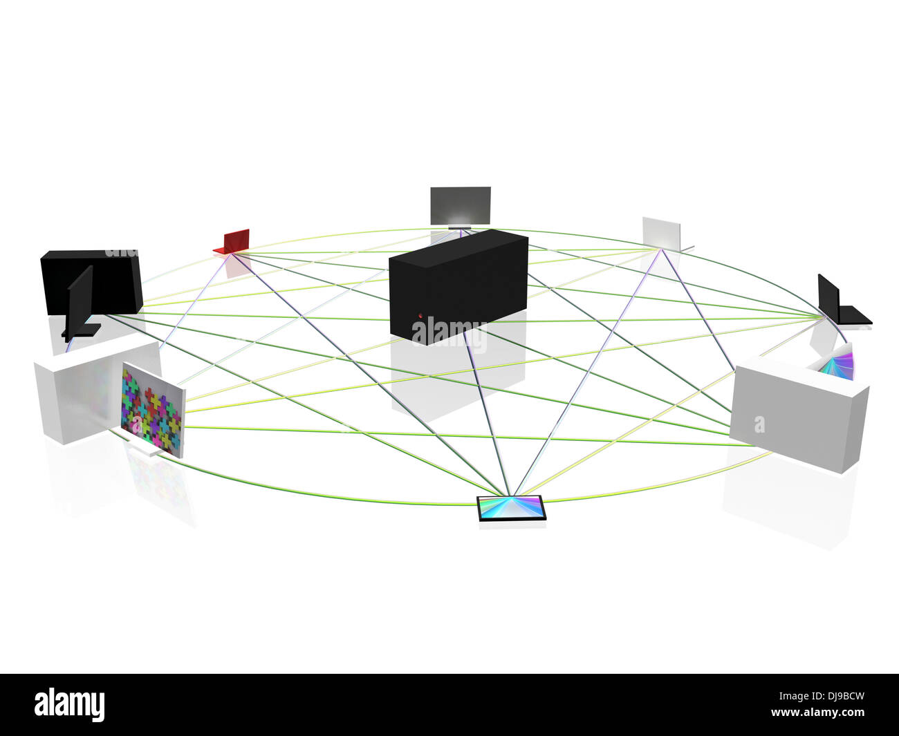 Conceptual computer network in circle Stock Photo - Alamy