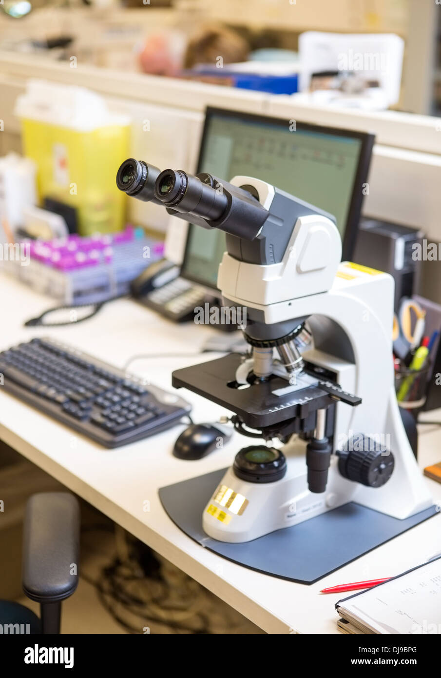 Microscope In Laboratory Stock Photo - Alamy