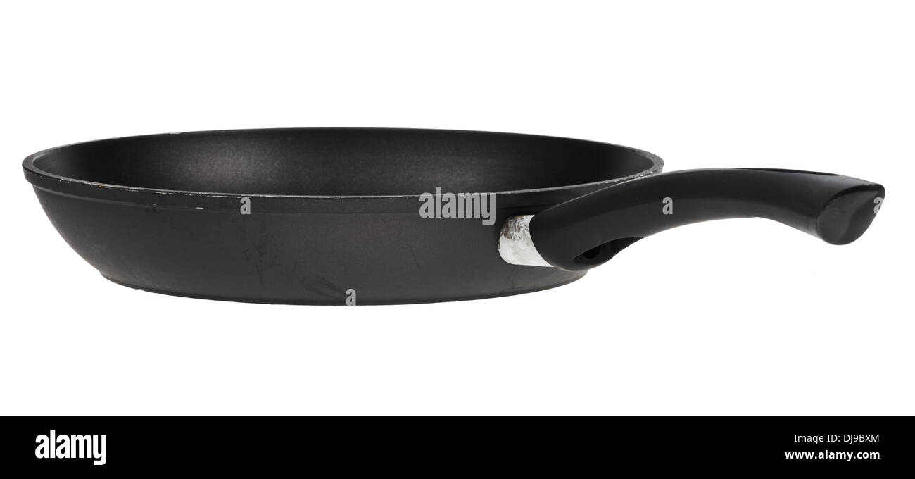 big black frying pan isolated on white background Stock Photo - Alamy