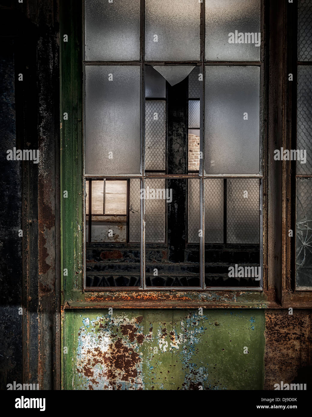 Windows Two, A detail of window glass in a out of place subway station ...