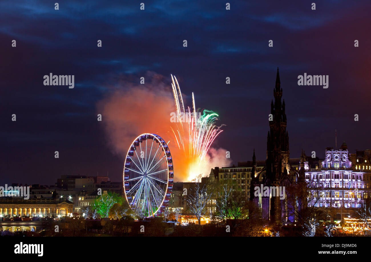 Fireworks Edinburgh city centre Scotland UK Stock Photo - Alamy