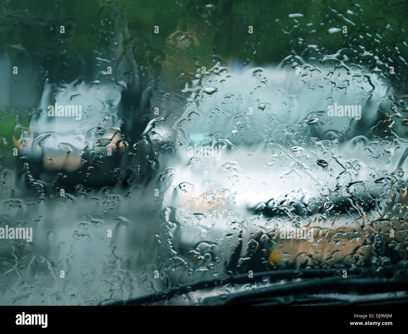 drops of rain on a car window pane Stock Photo - Alamy
