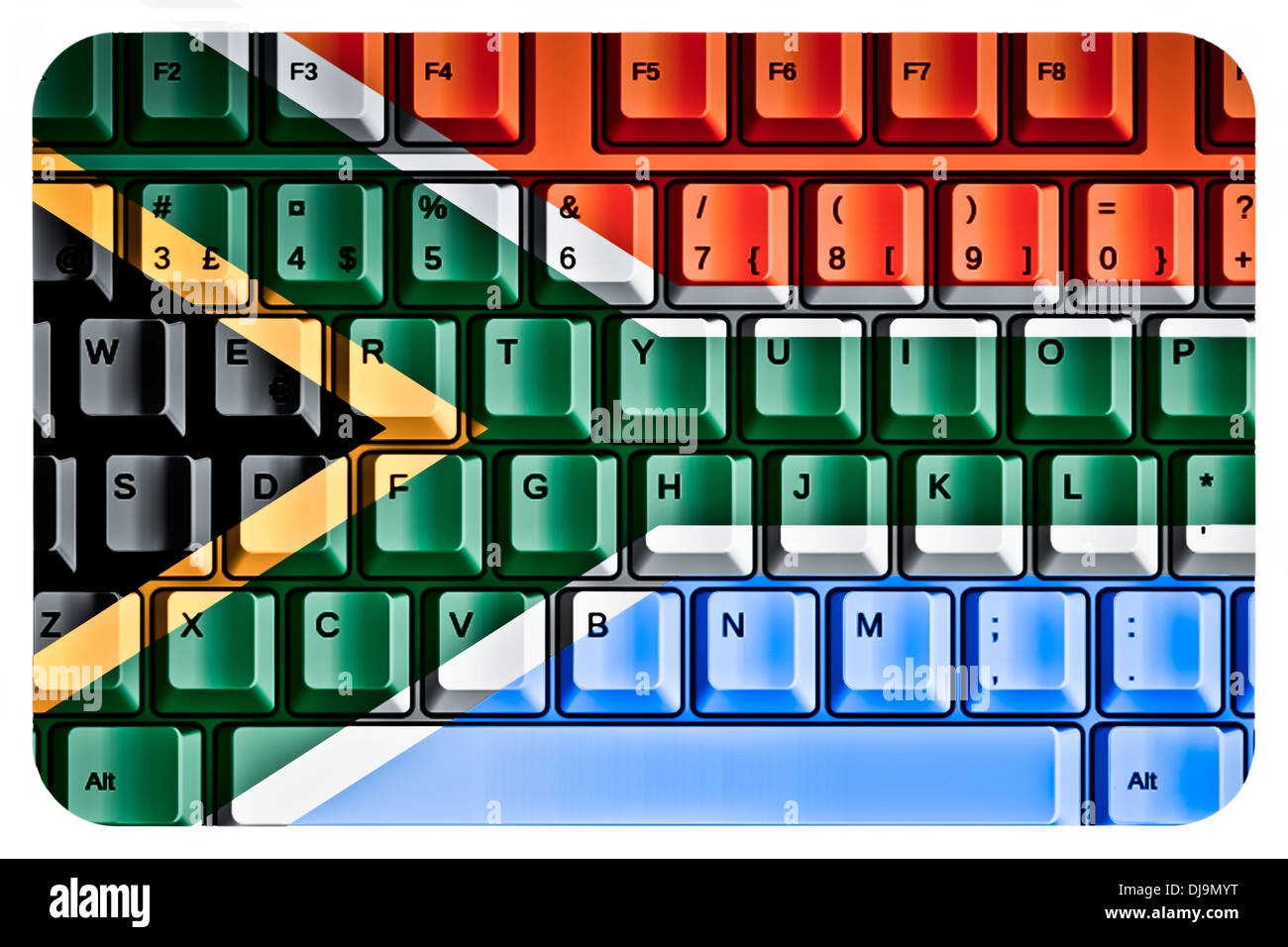 Computer Keyboard with South Africa Flag Concept Stock Photo - Alamy