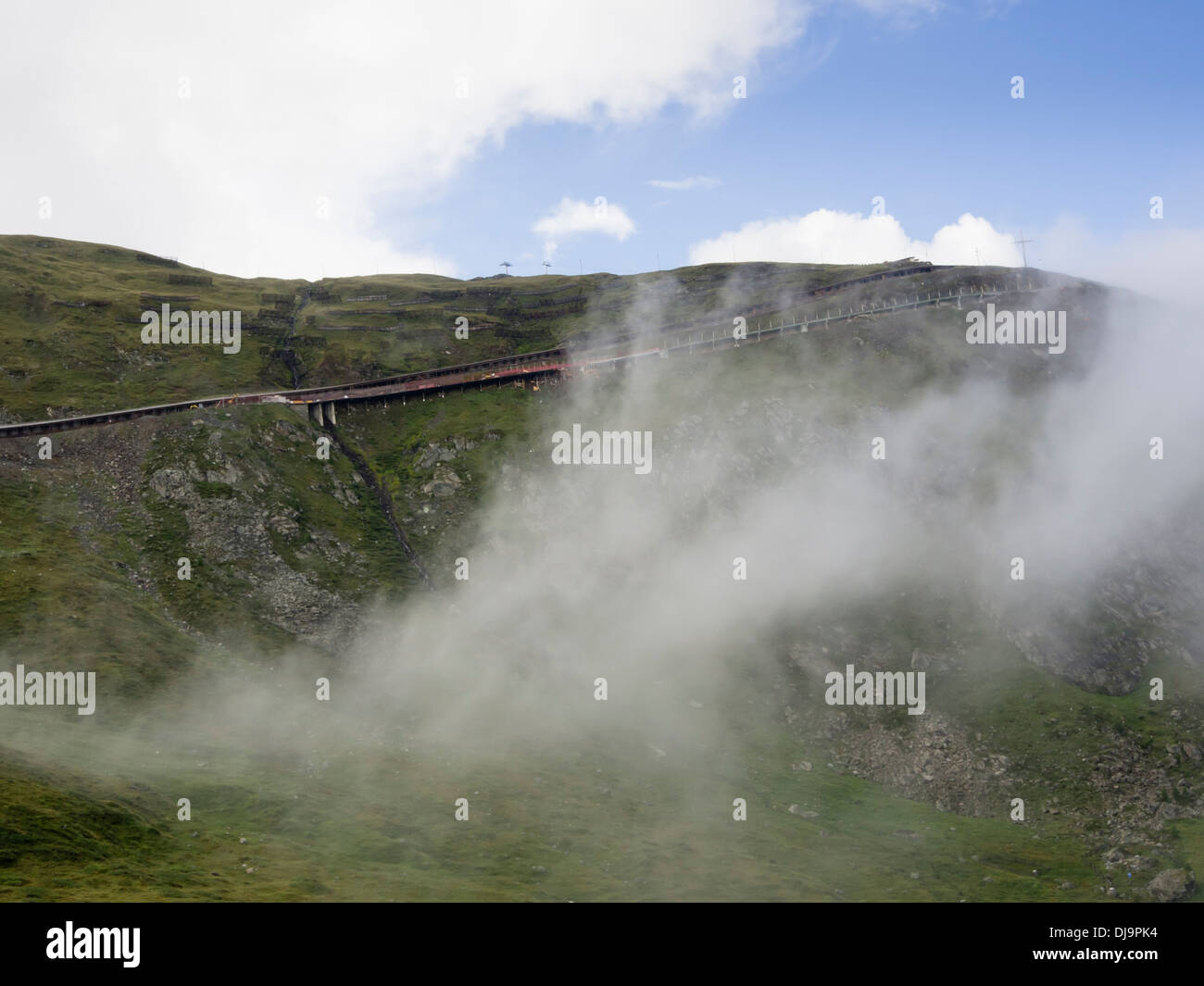 Track of the Gornergrat Bahn rack railway approaching 3000 meter ...