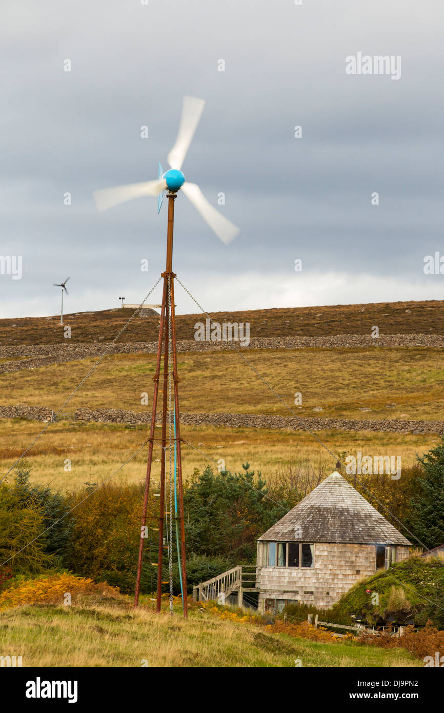 A Kestrel wind turbine in Scoraig, in NW Scotland, one of the most ...