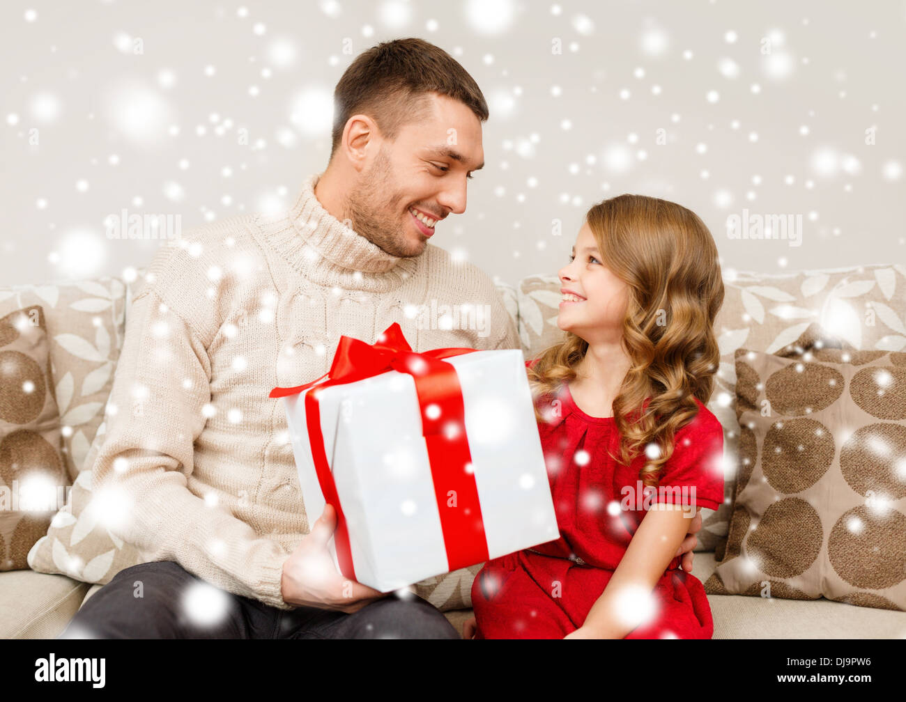 smiling father and daughter looking at each other Stock Photo - Alamy