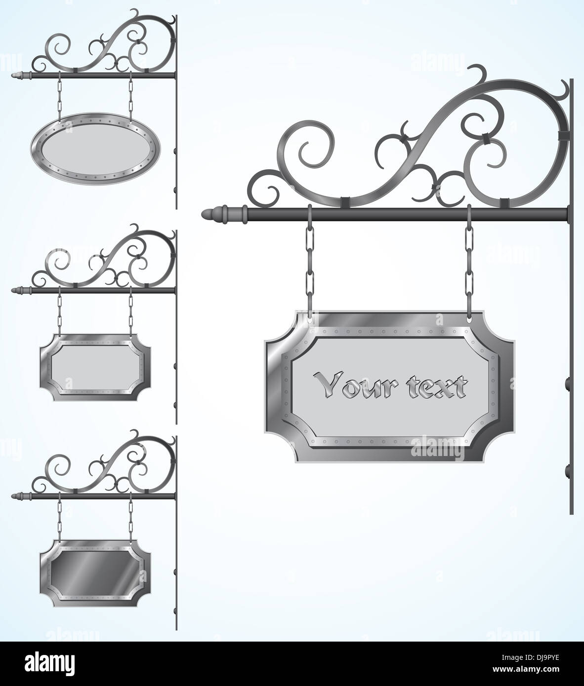Vector wrought iron high detailed signs for old-fashioned design Stock ...
