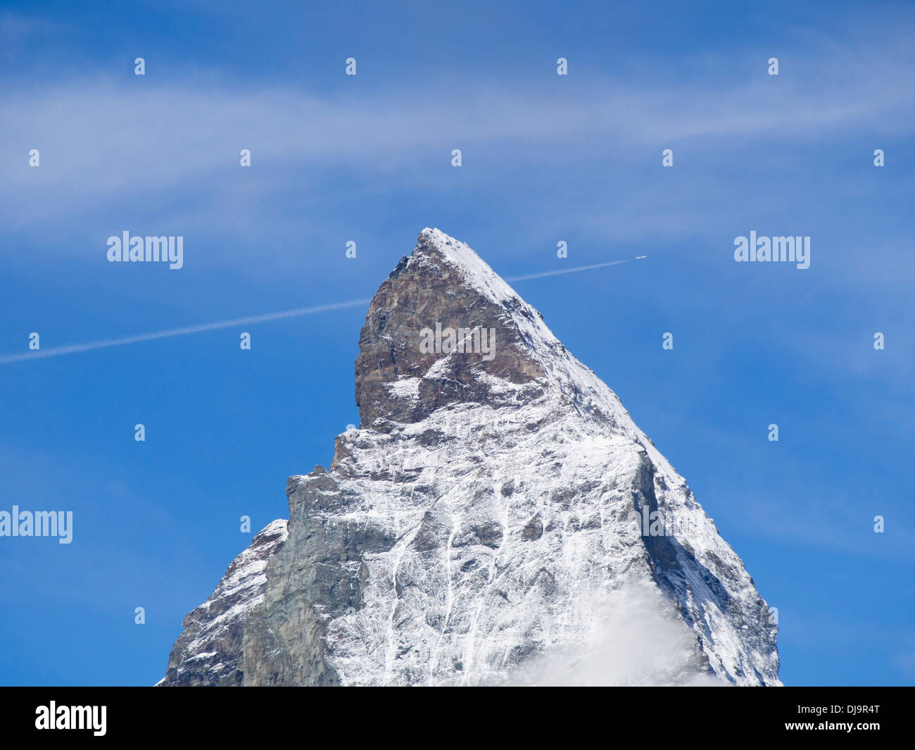 The top of the alpine peak of Matterhorn in Switzerland against the ...