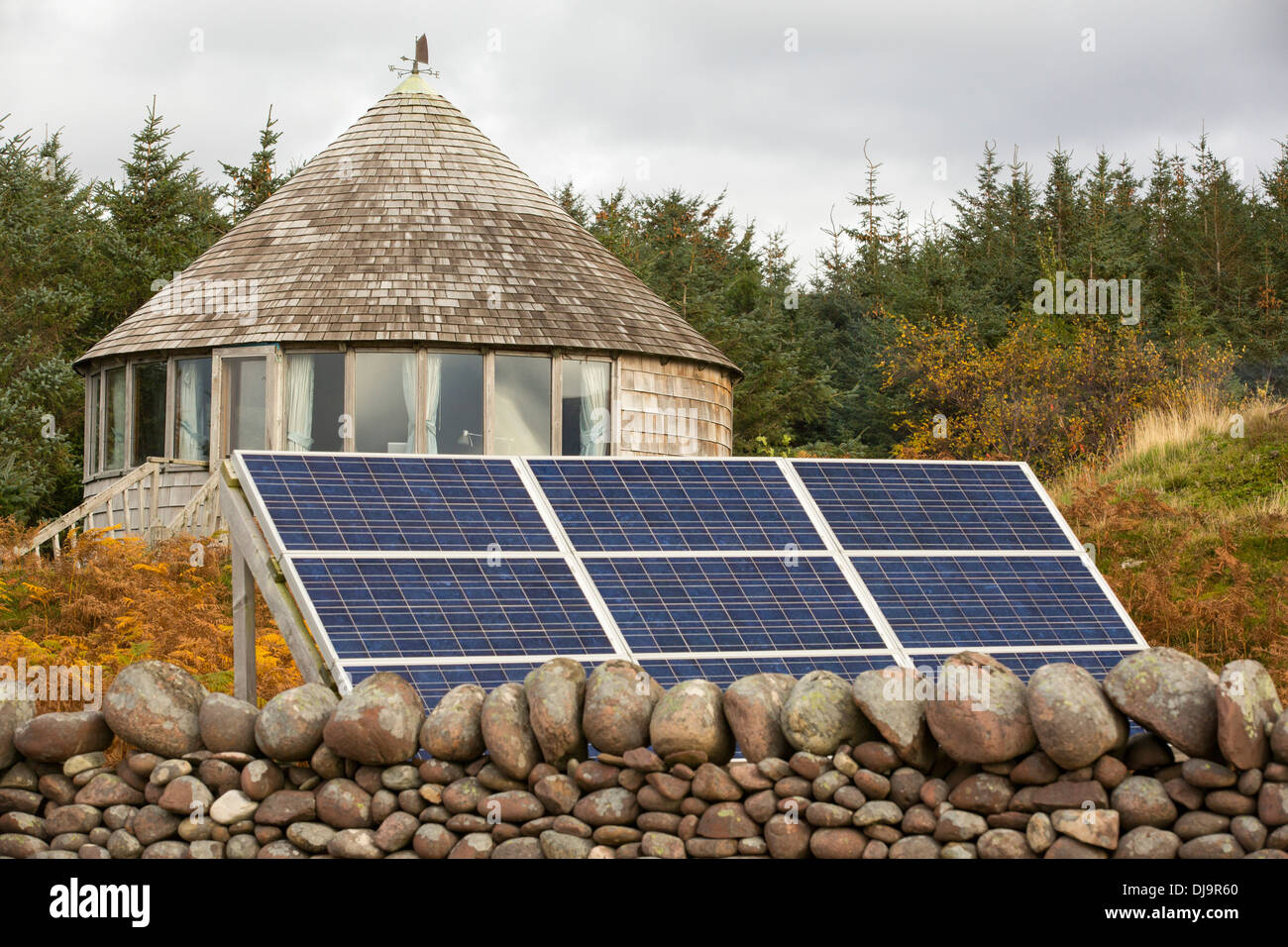 A green house powered by wind and solar in Scoraig, in NW Scotland, one ...