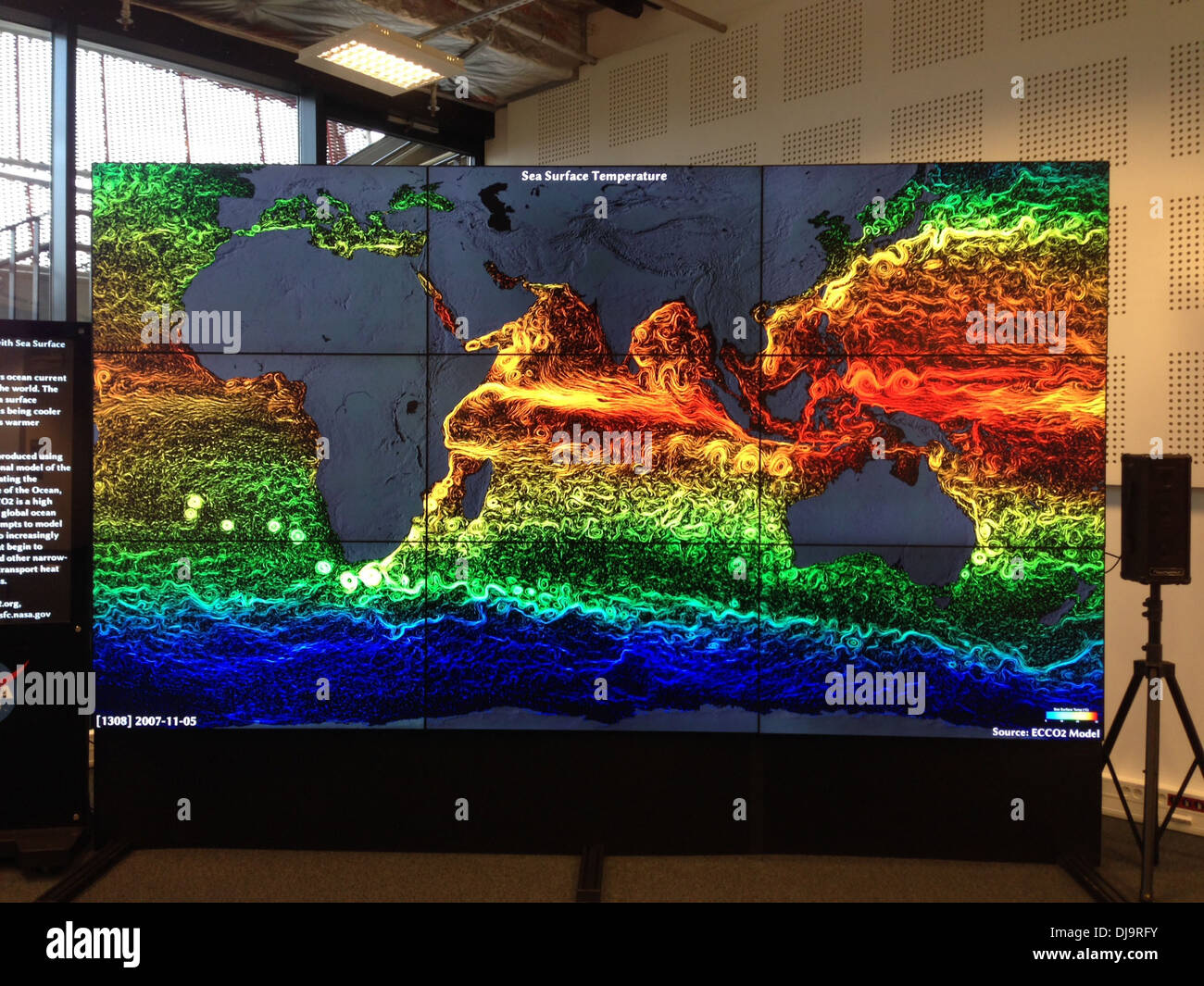 NASA's Hyperwall Shows the Sea Surface Temperature Stock Photo - Alamy