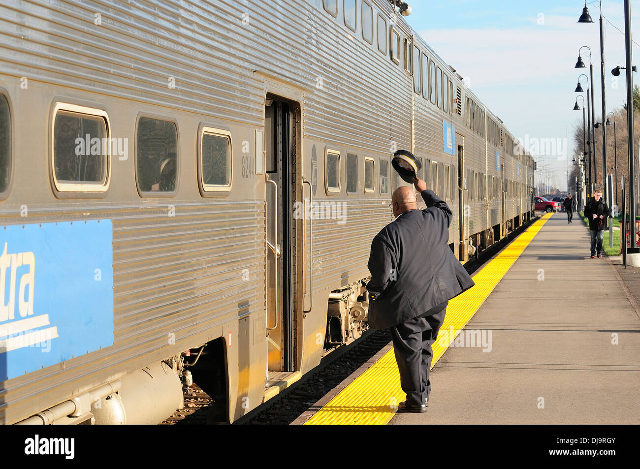 Signal train railroad conductor hi-res stock photography and images - Alamy