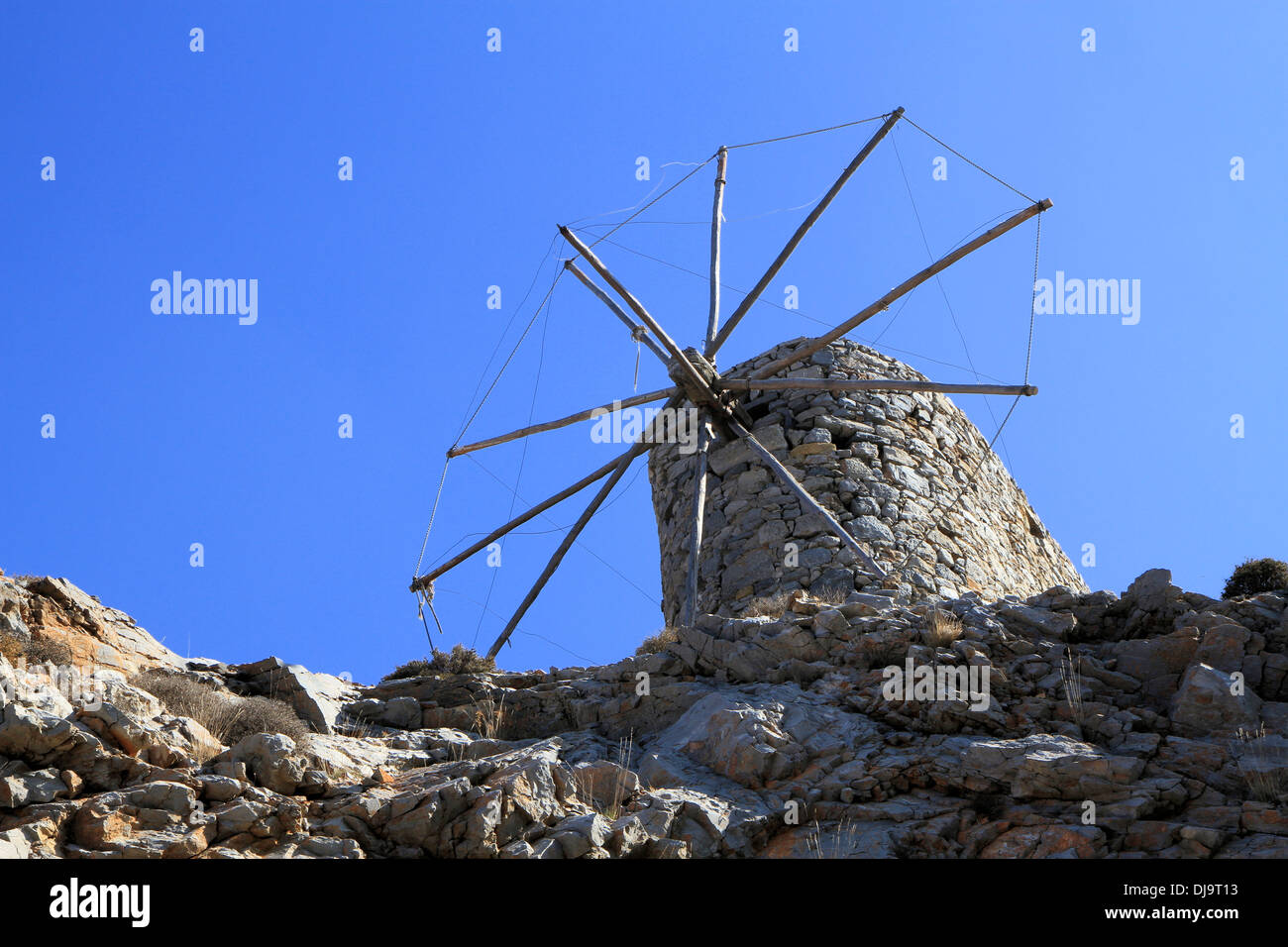 Old traditional windmill, Crete, Greece Stock Photo - Alamy