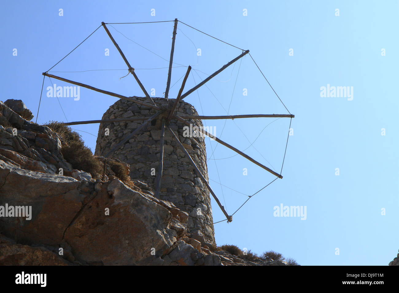 Old traditional windmill, Crete, Greece Stock Photo - Alamy