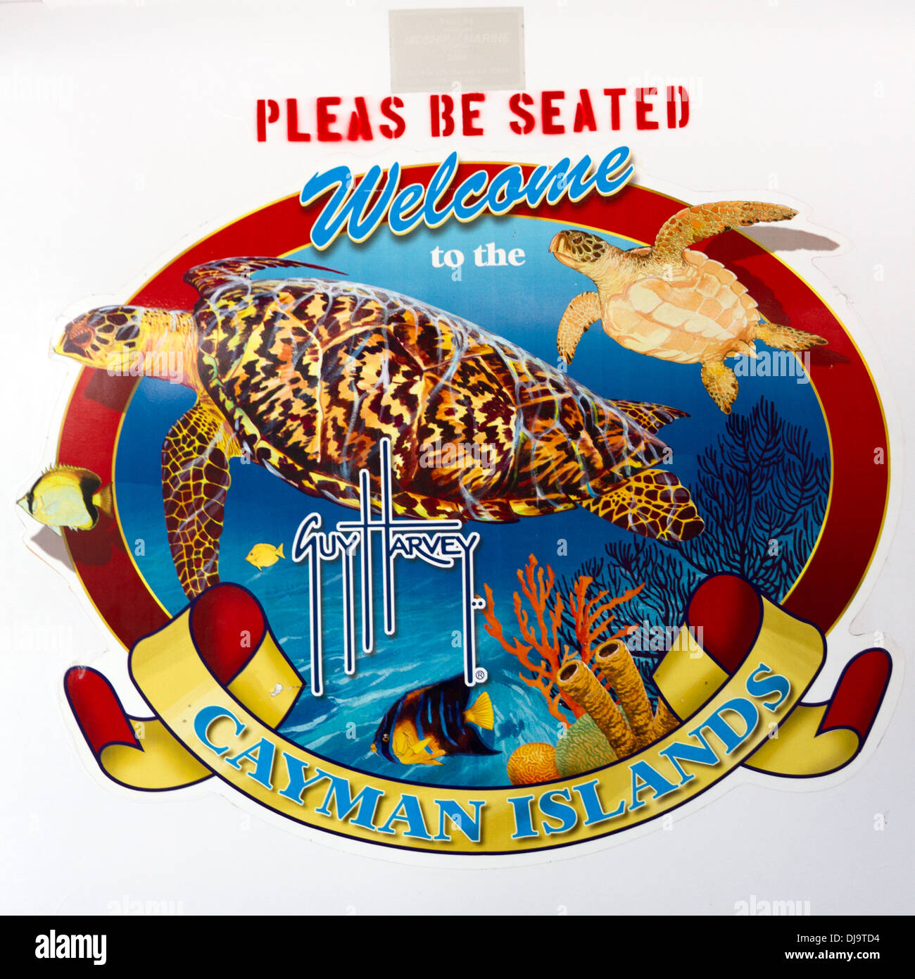 Grand Cayman Island welcoming Sign on Tender Boat Stock Photo - Alamy