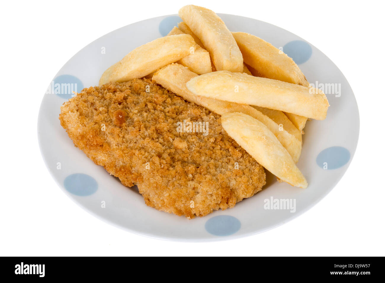 A Plate Of Traditional British Fish and Chips With Breaded Cod Fillet ...