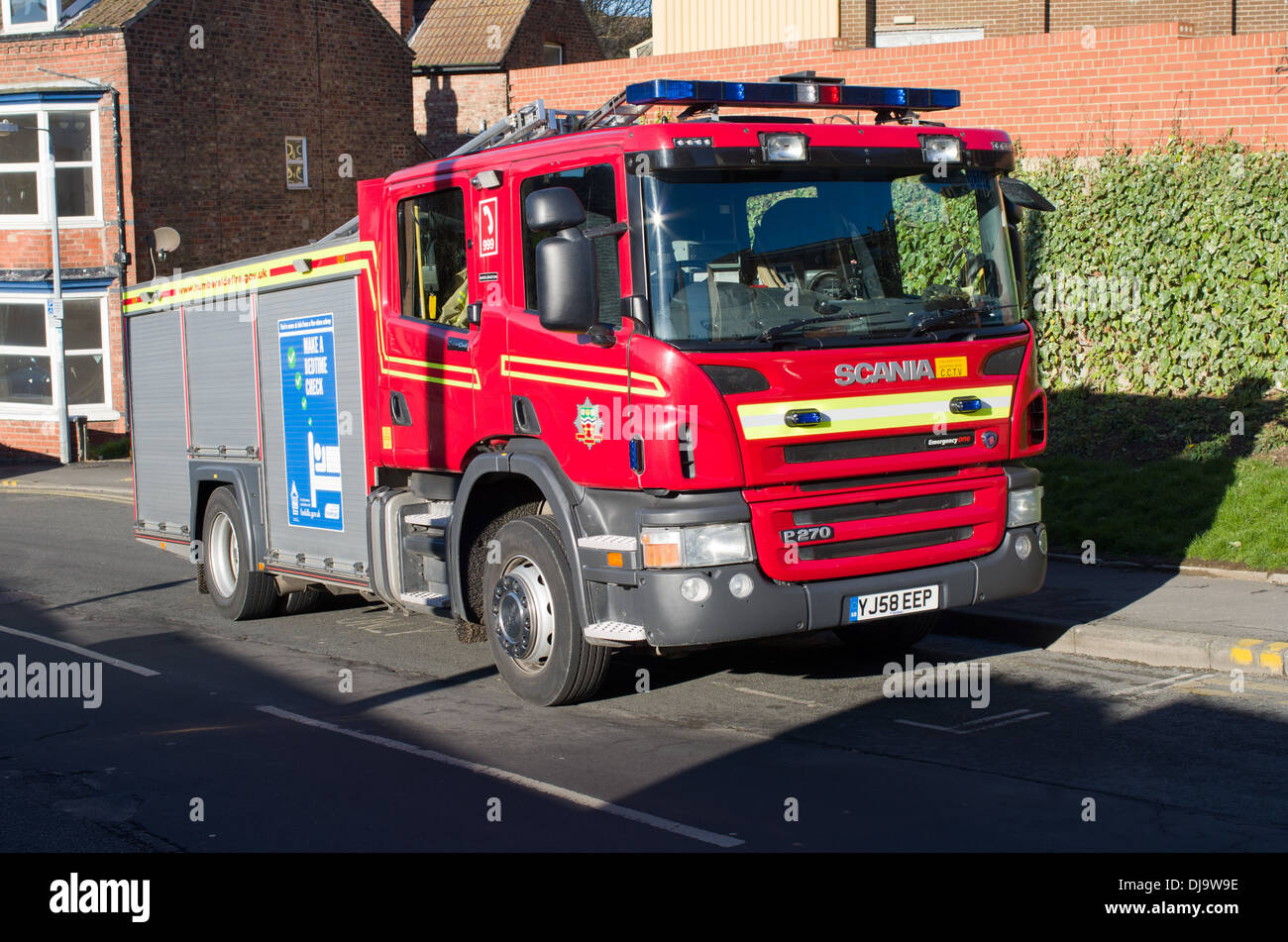 Fire Appliance parked at side of road Stock Photo - Alamy