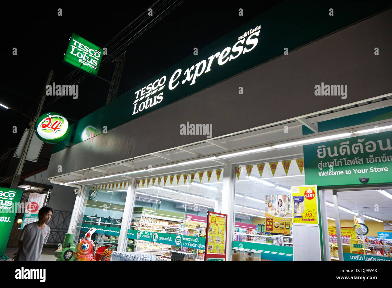 Shop front of Tesco who opened a new 24/7 Tesco Express in Joho, Korat ...