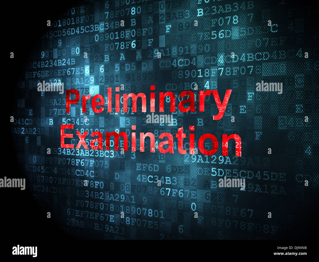 Education concept: Preliminary Examination on digital background Stock ...