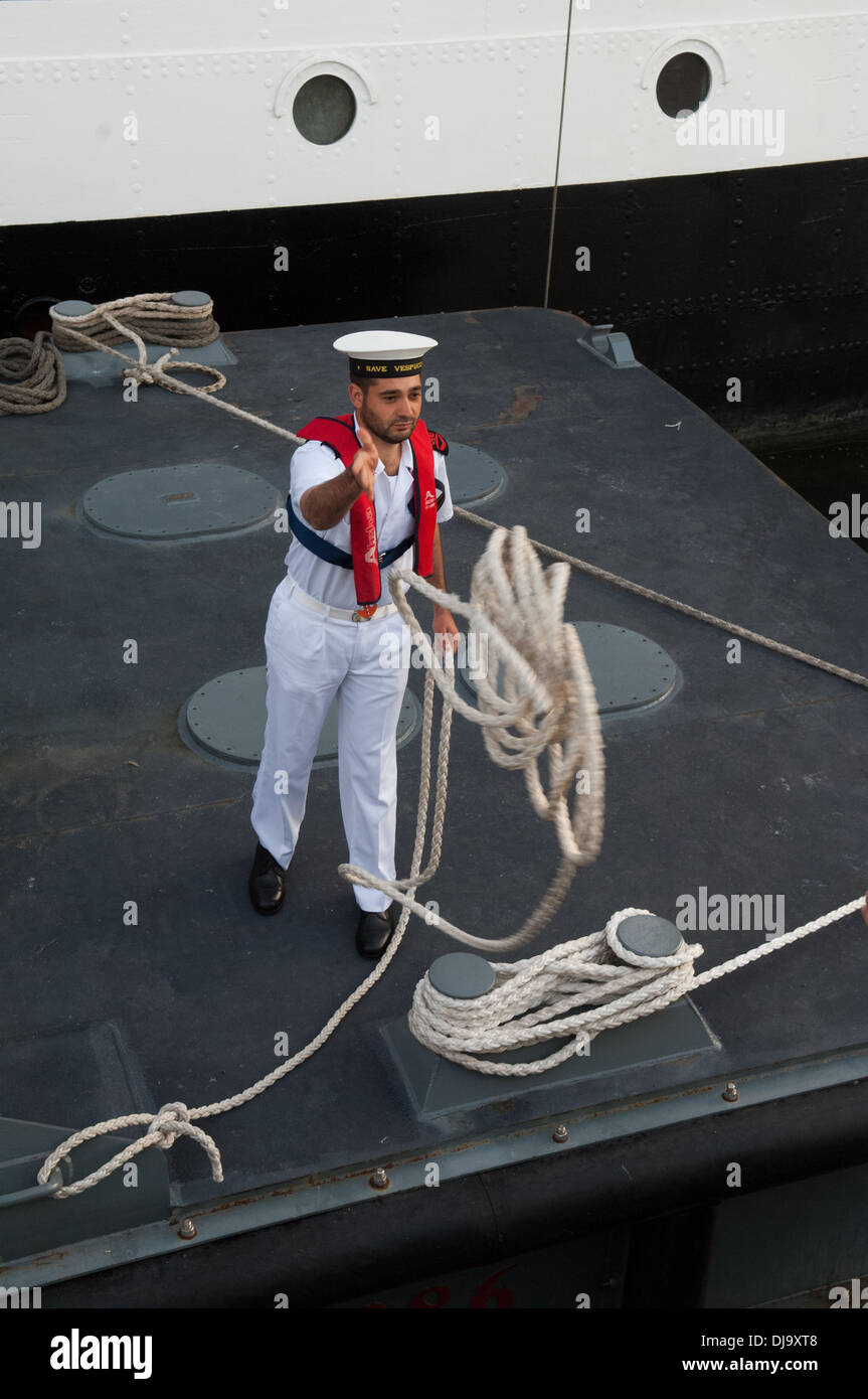 Europe, Italy, Liguria, La Spezia, Ship, Amerigo Vespucci, rigging ...