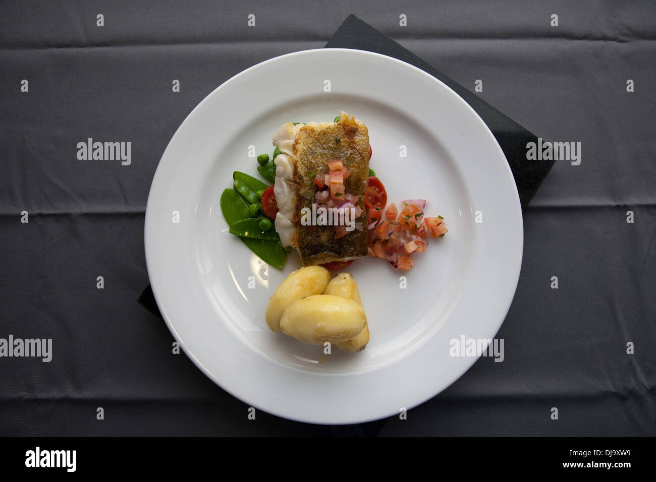 Roasted Cod with Tomato Coriander Salsa Stock Photo - Alamy